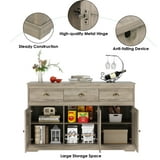 Homfa Sideboard Storage Cabinet with 3 Drawers & 3 Doors, 53.54'' Wide Buffet Cabinet for Dining ...