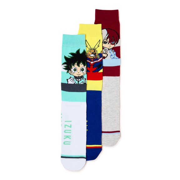 My Hero Academia 3 Pack Deku Bakugo Design Adult Crew Socks - Walmart.com