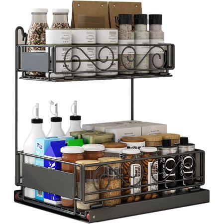 Under Sink Cabinet Organizer 2-Tier Stackable Storage Shelf with ...