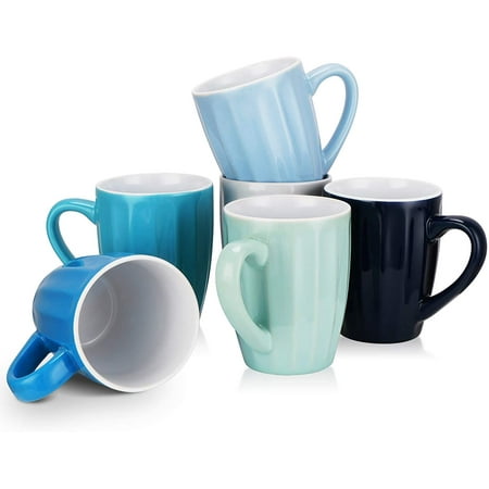 Fluted Coffee Mugs Coffee Mug Set of 6 Ceramic Coffee Mug Set for ...