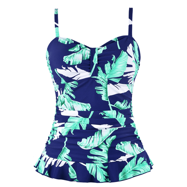 Hilor Womens Plus Size Tankini Top Retro Ruched Swimsuit Top with ...