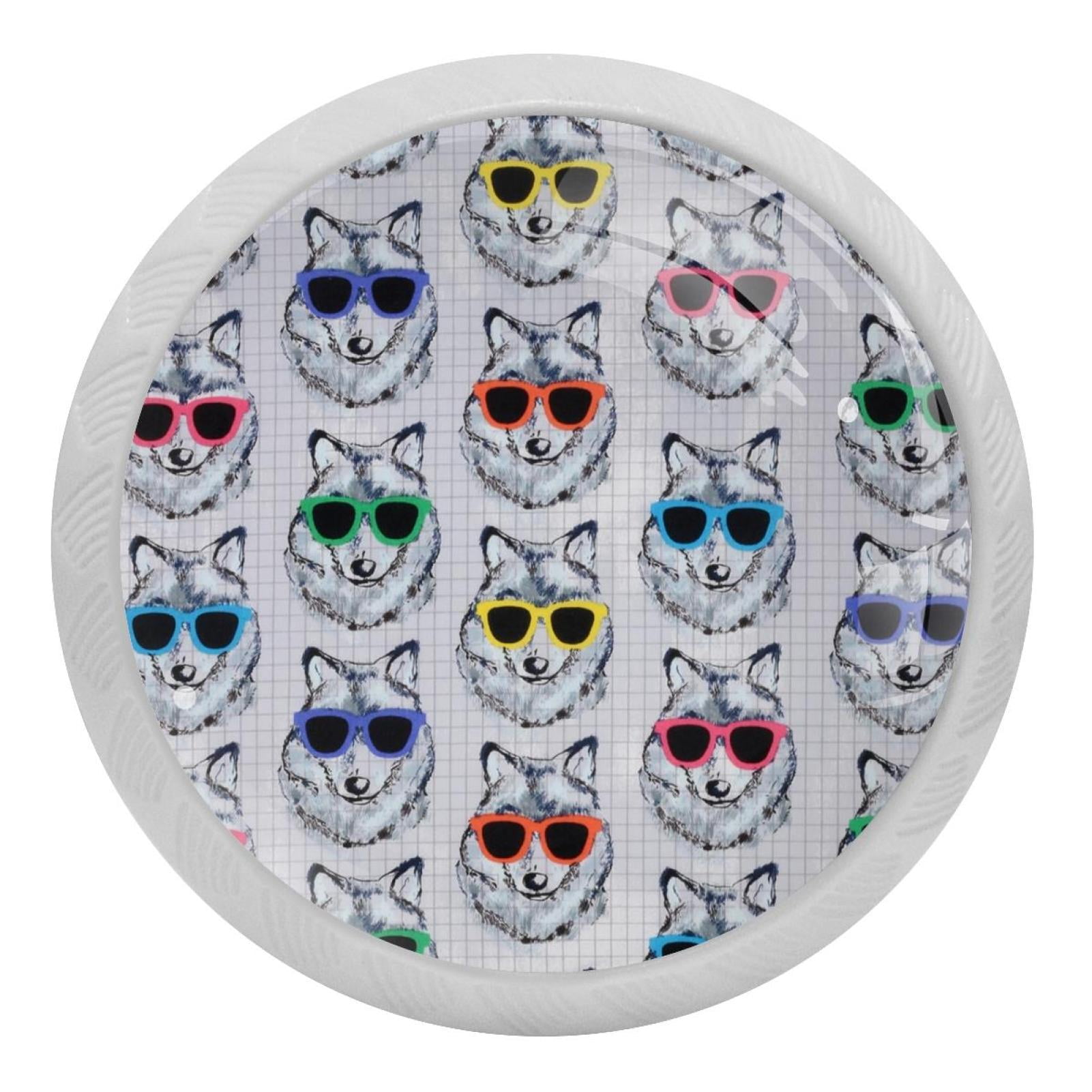 4PCS Round Wolves with Shades Cabinet Fluorescence Knob Glowing in the ...