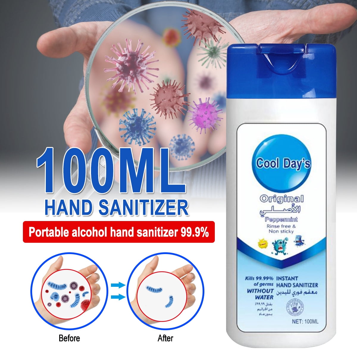 5PCS 100ML Portable Hand Sanitizer Medical Moisturizing Antibacterial ...