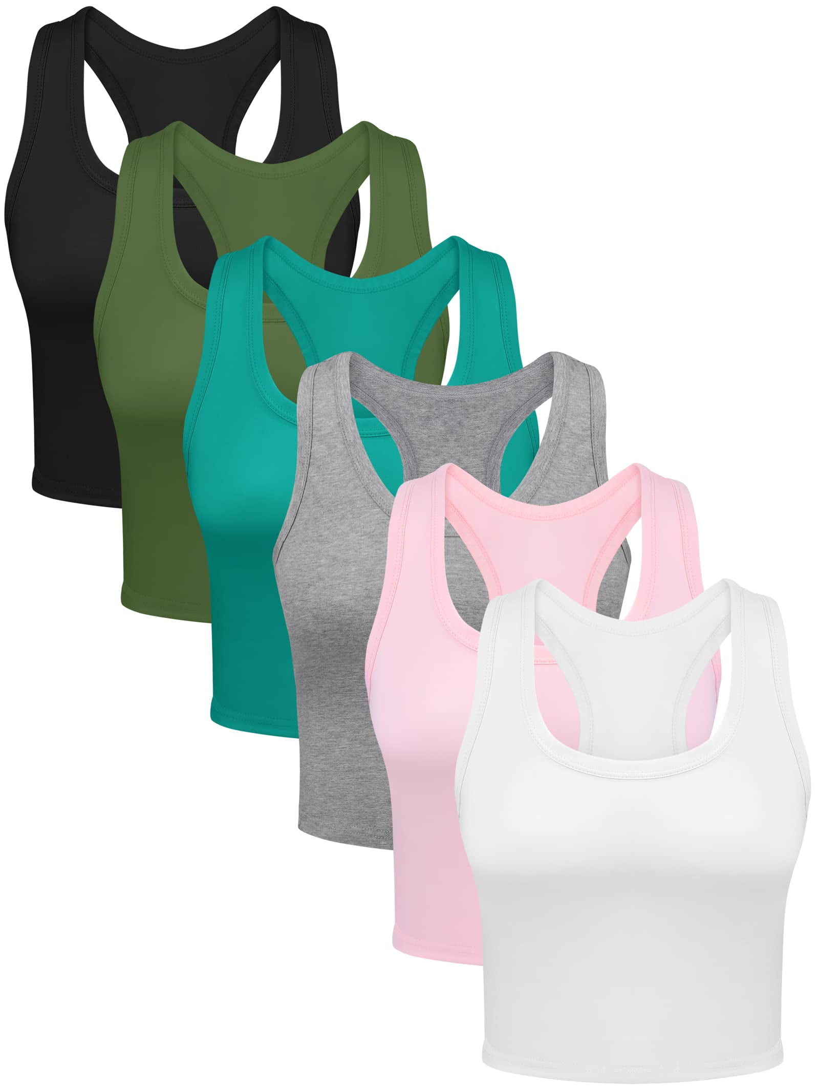 URATOT 6 Pieces Basic Crop Tank Tops Sleeveless Athletic Sport Top ...