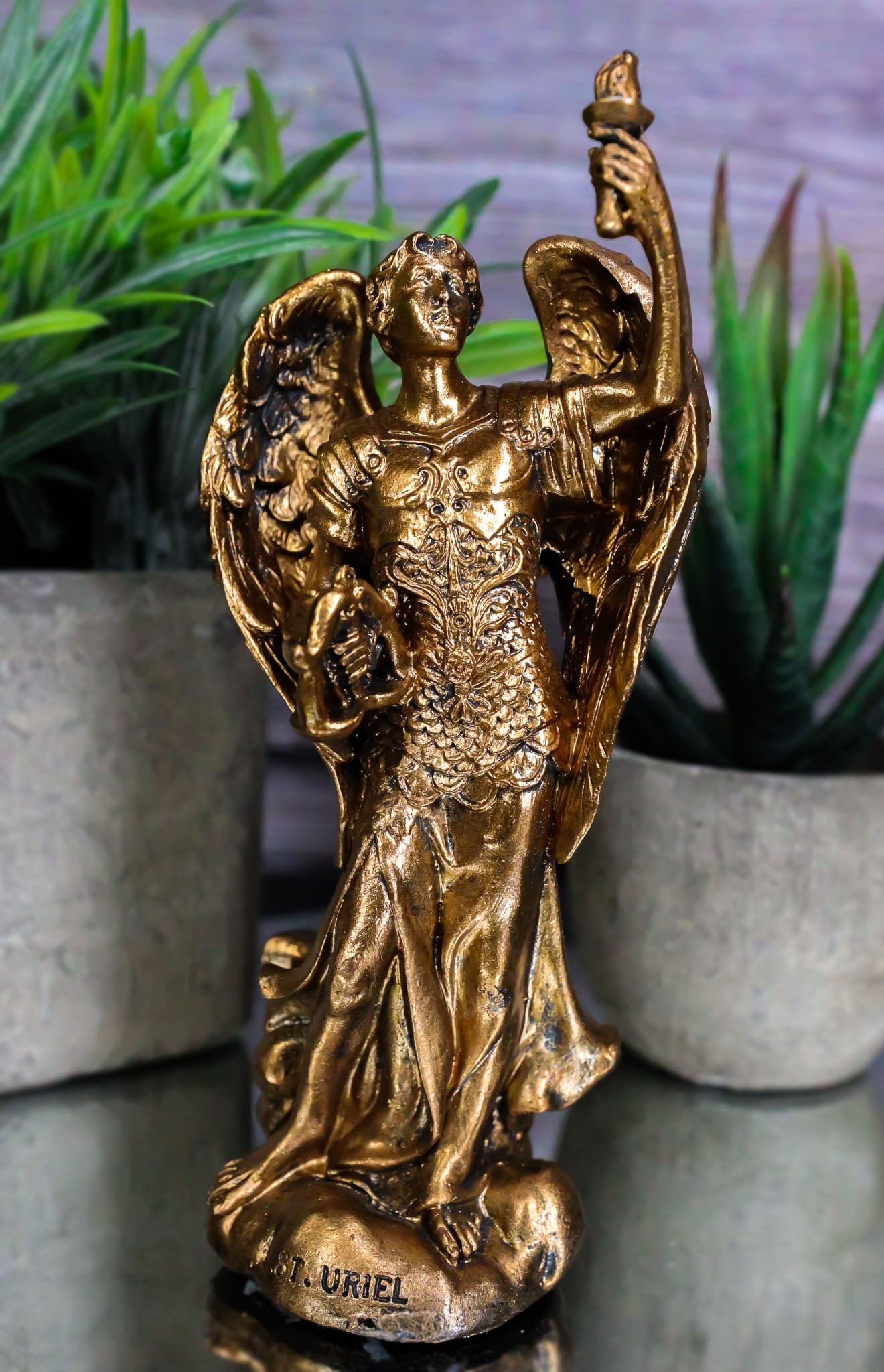 Bronzed Catholic Saint Uriel The Archangel Statue Patron of Ecology And ...