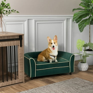 PawHut Raised Dog Couch with Cushion for Large-Sized Dogs, Dark Blue ...