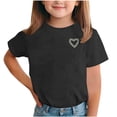 Fengqque Girl's Crew Neck Tee Shirt Short Sleeve Rhinestone Heart ...