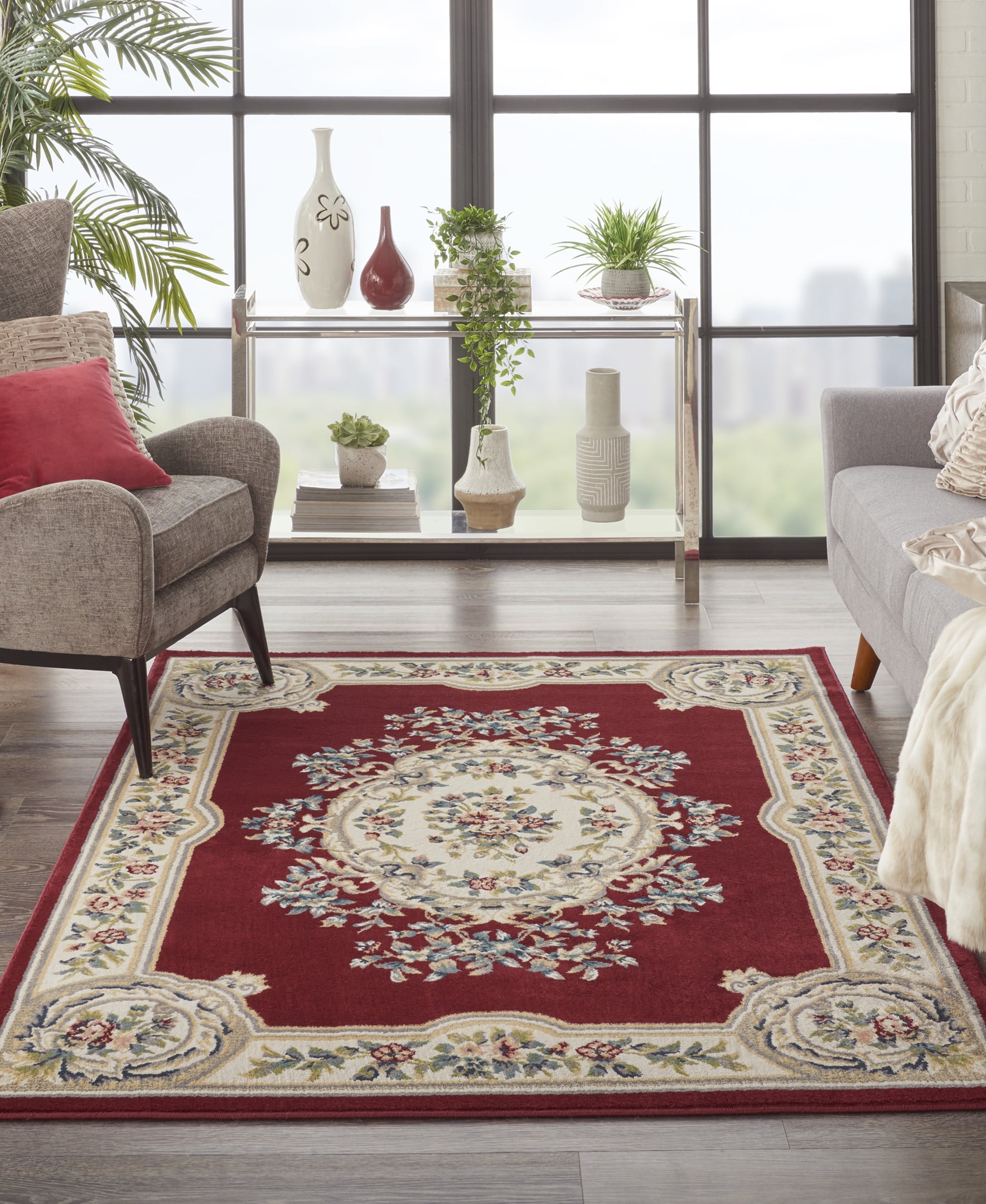 Nourison Aubusson Farmhouse & Country Red 5'3" x 7'3" Area Rug, (5x7 ...