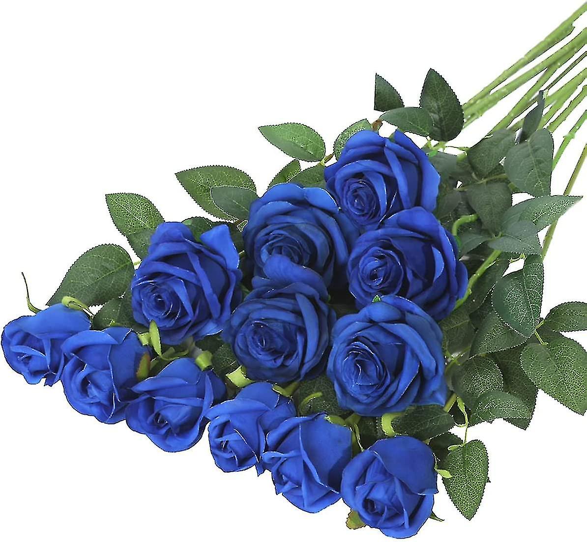 Paquete de 12 rosas rojas artificiales, flores de seda realistas, rosas ...