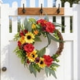 Artificial Sunflower Wreath Silk Flower Wall Hanging Decor For Spring ...