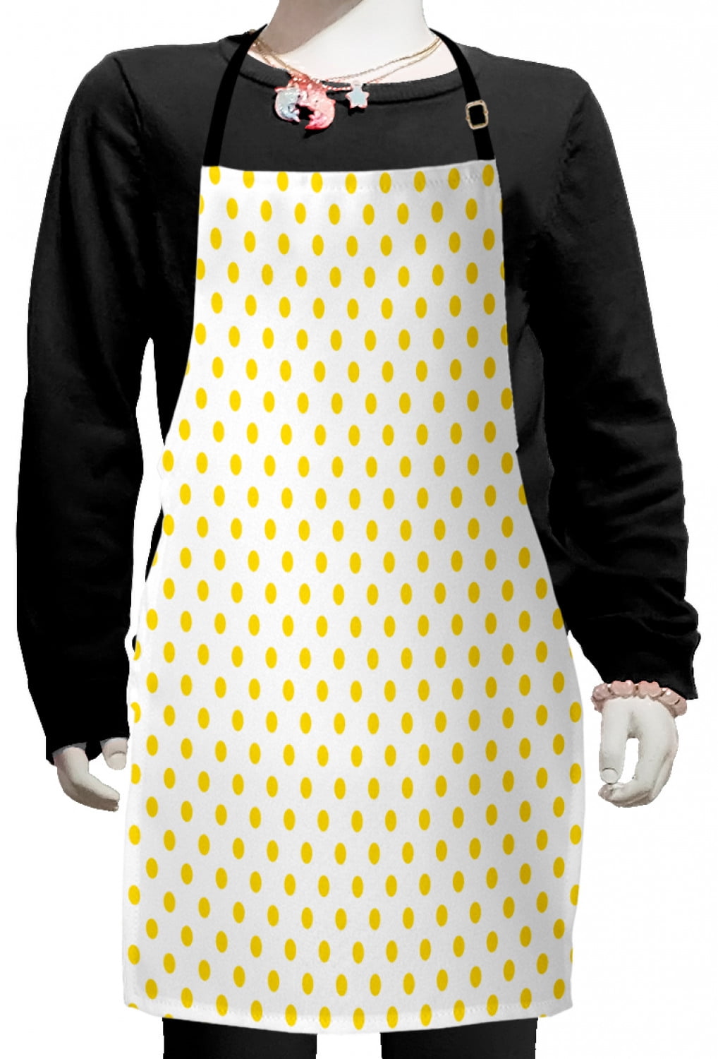 Yellow Kids Apron, Picnic Like 50s 60s 70s Retro Themed Yellow Spotted ...