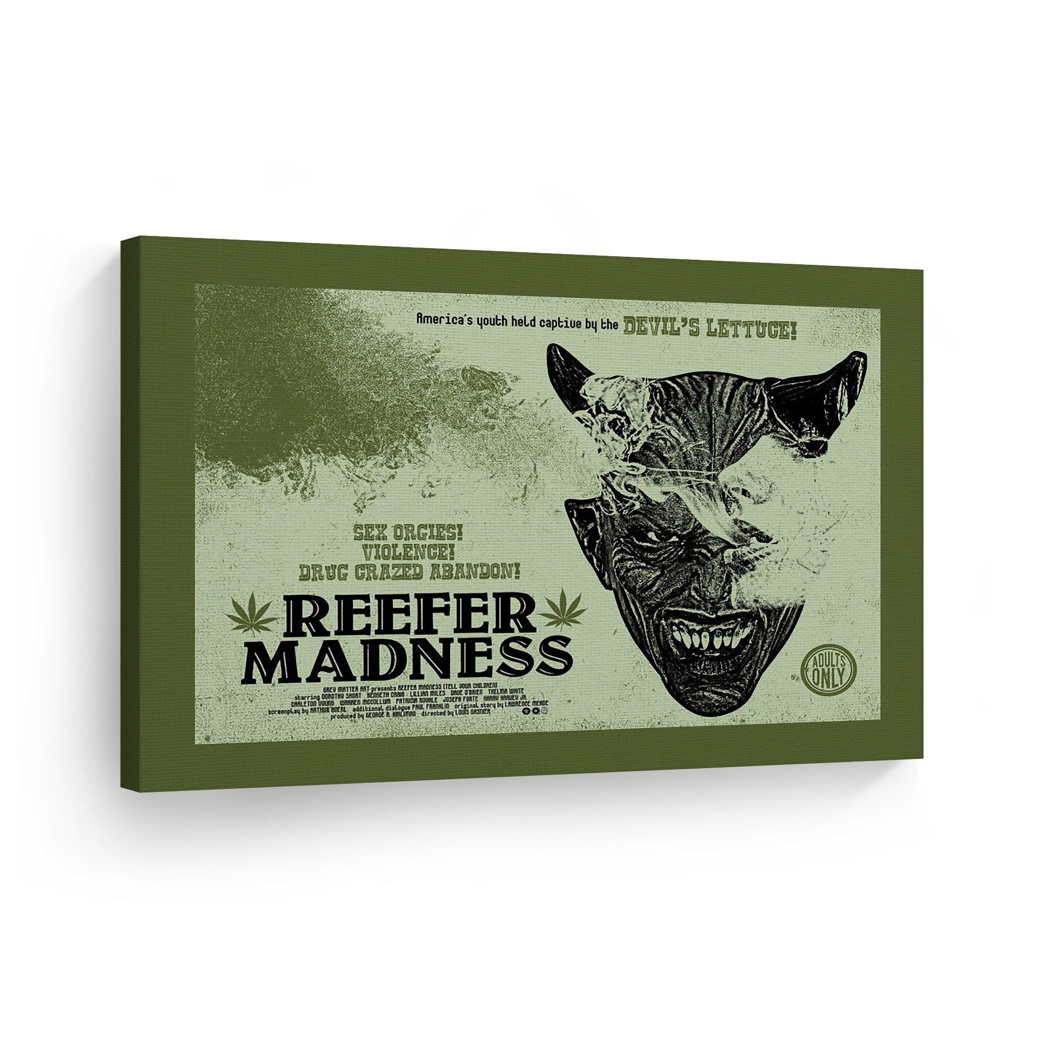 Smile Art Design Smoke Wall Art Canvas Print Marijuana Devil Refeer ...