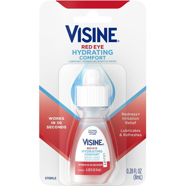 Visine Red Eye Hydrating Comfort Redness Relief Lubricating Eye Drops ...