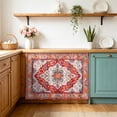 Orange Red Boho Small Cabinet Curtain 11''x13'', Vintage Flower Tribal ...