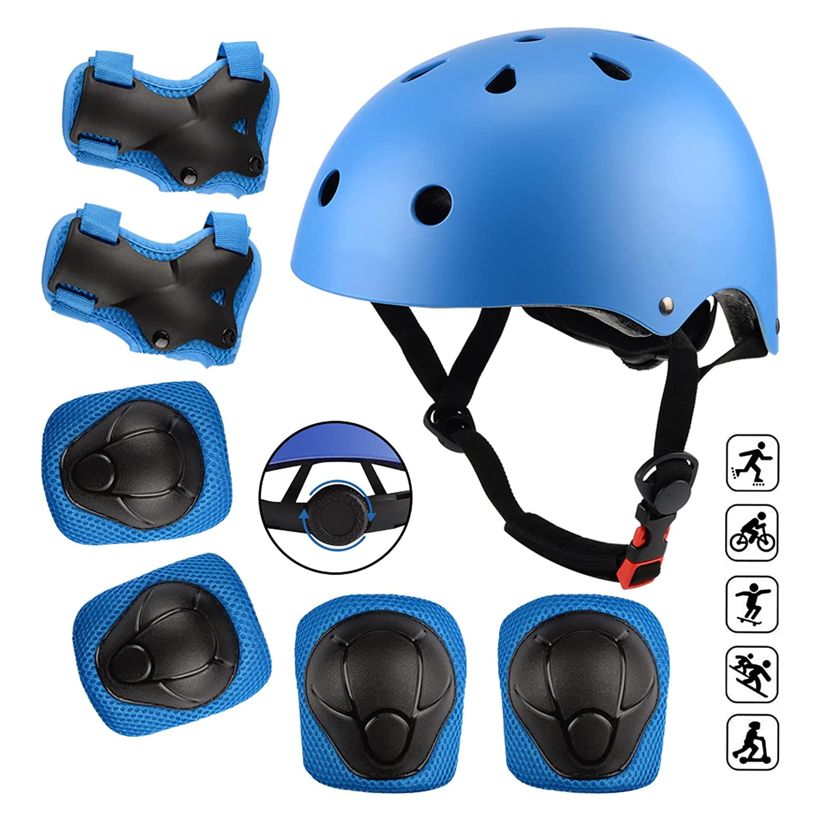 SEELOK 7PCS Kids Helmet Knee Elbow Pads Wrist Guard Sport Protective ...