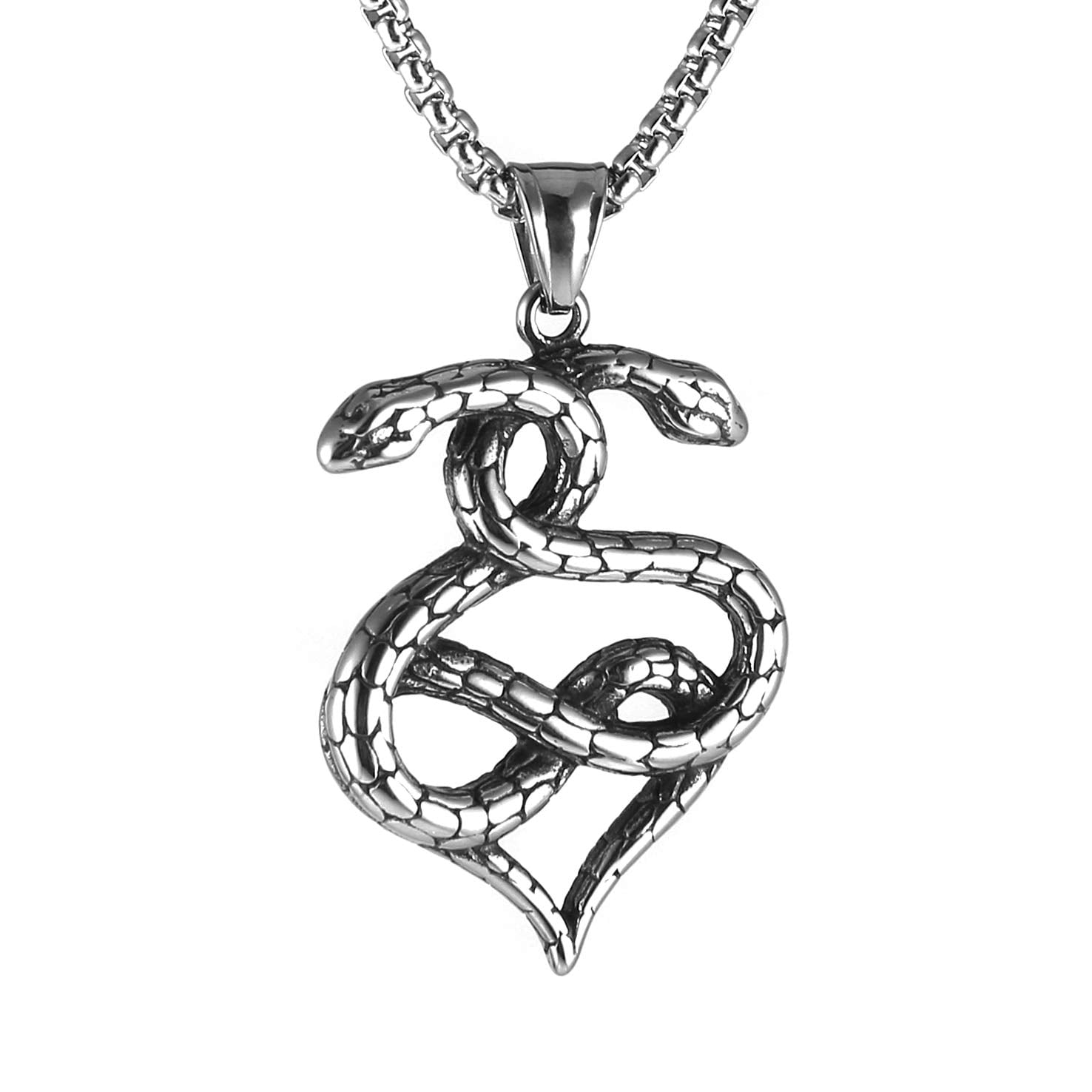 HZMAN Gothic Jewelry Men's Stainless Steel Animal Snake Pendant Chain ...
