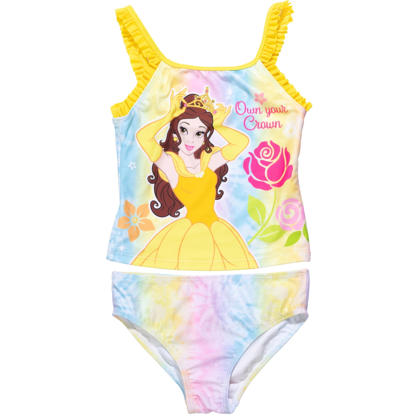 Disney Princess Belle Little Girls Tankini Top and Bikini Bottom Swim ...