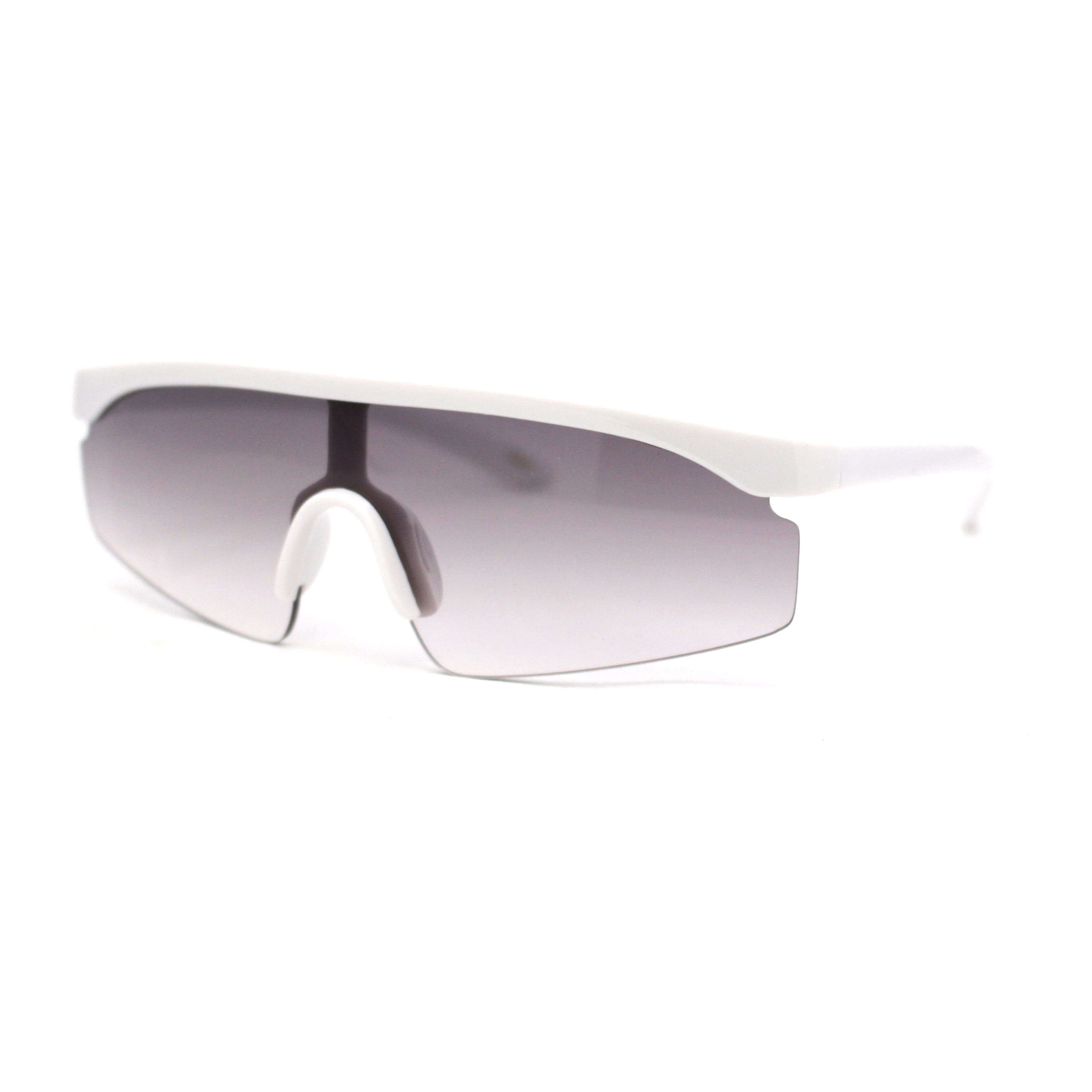 Kids Child Size Trendy Flat Top Shield Plastic Sport Sunglasses White ...