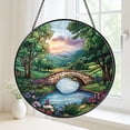 Bridge Scene Stained Glass Suncatcher Window Decor Nature Tree ...