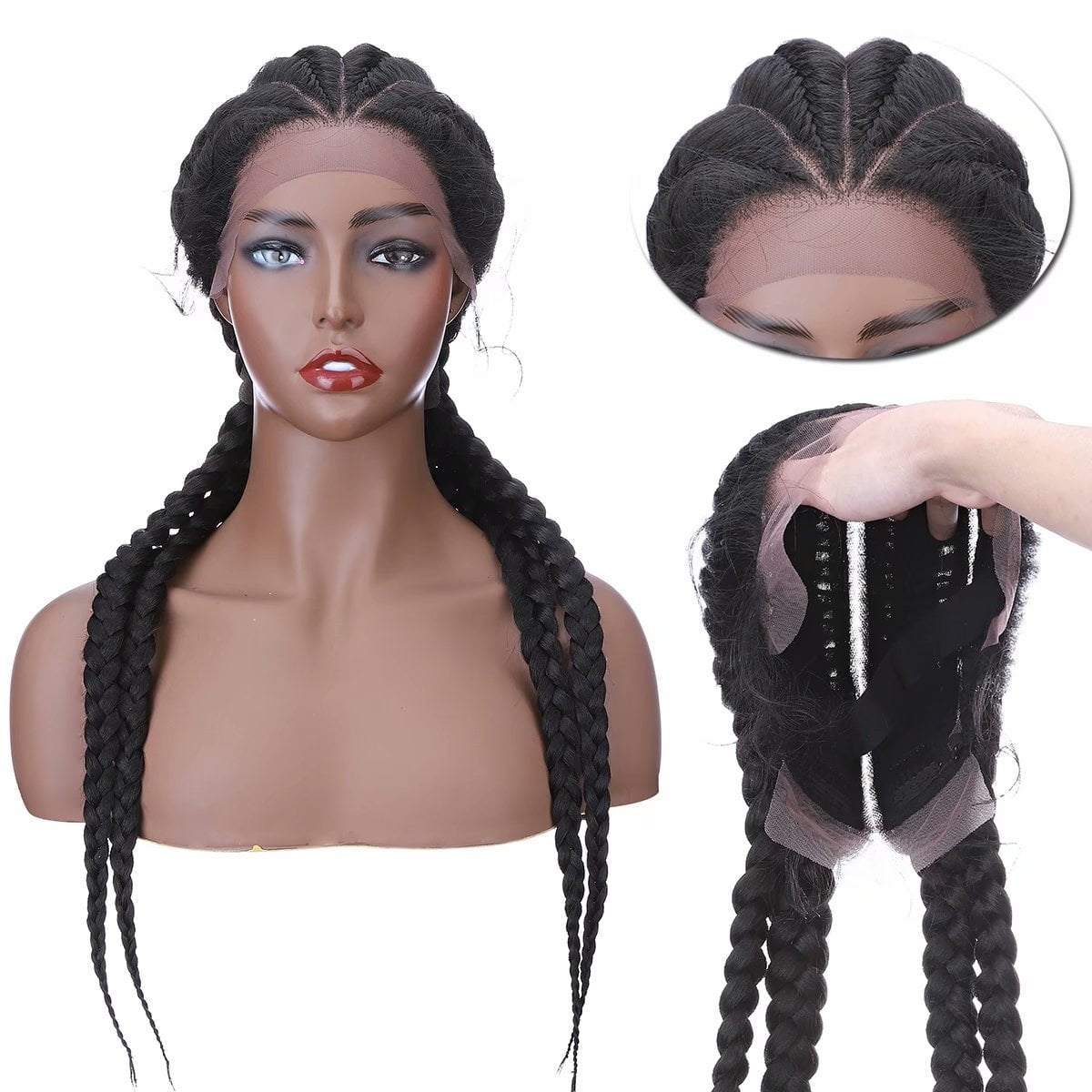 SEGO Hand Tied Double Dutch Braided Lace Front Wigs Lightweight ...