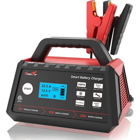attery Charger, 2/10/25Amp 12V Fully Automatic Smart Trickle Charger ...