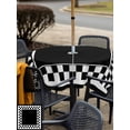 Black Square Square Outdoor Tablecloth with Umbrella Hole Graphic Retro ...