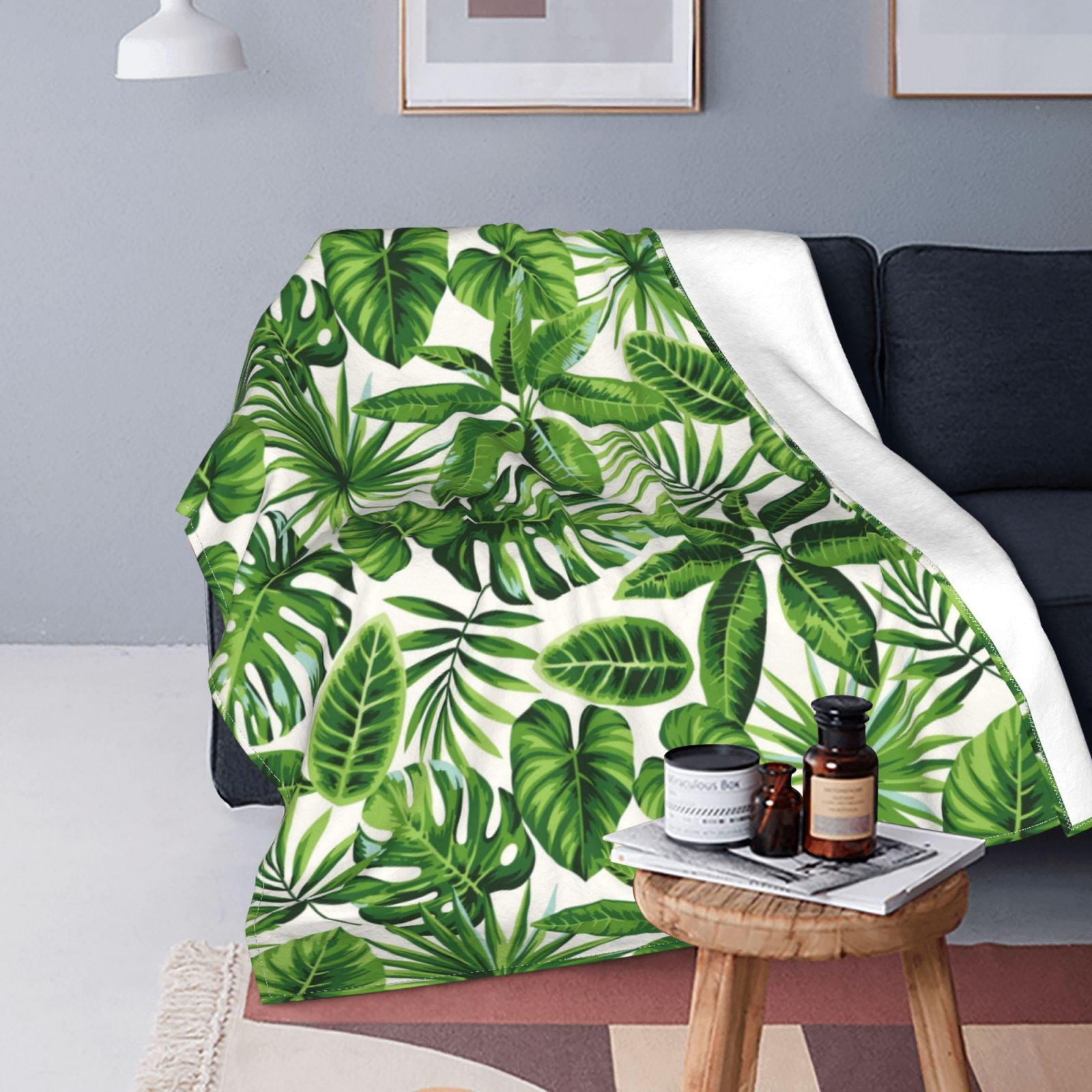 Click here for Mount Hour Tropical Green Exotic Palm Leaves Throw... prices