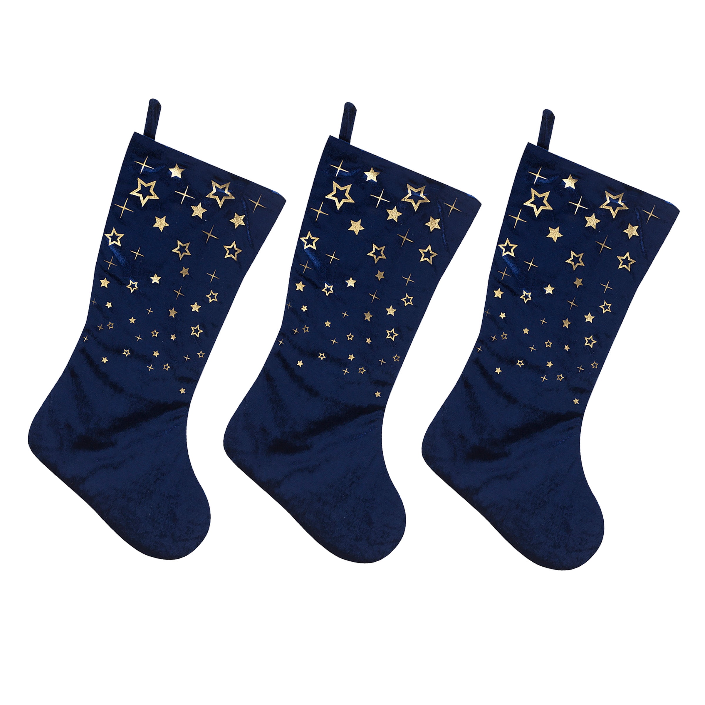 New Traditions - 3-Pack 20 inch Christmas Stockings - Blue Velvet with ...