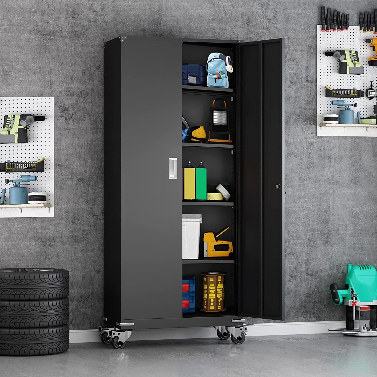 Tall Metal Storage Cabinet Garage Storage Cabinet Steel File Cabinet ...