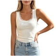 Annhoo Lace Trim Ribbed Tank Tops for Women Square Neck Sleeveless Slim ...