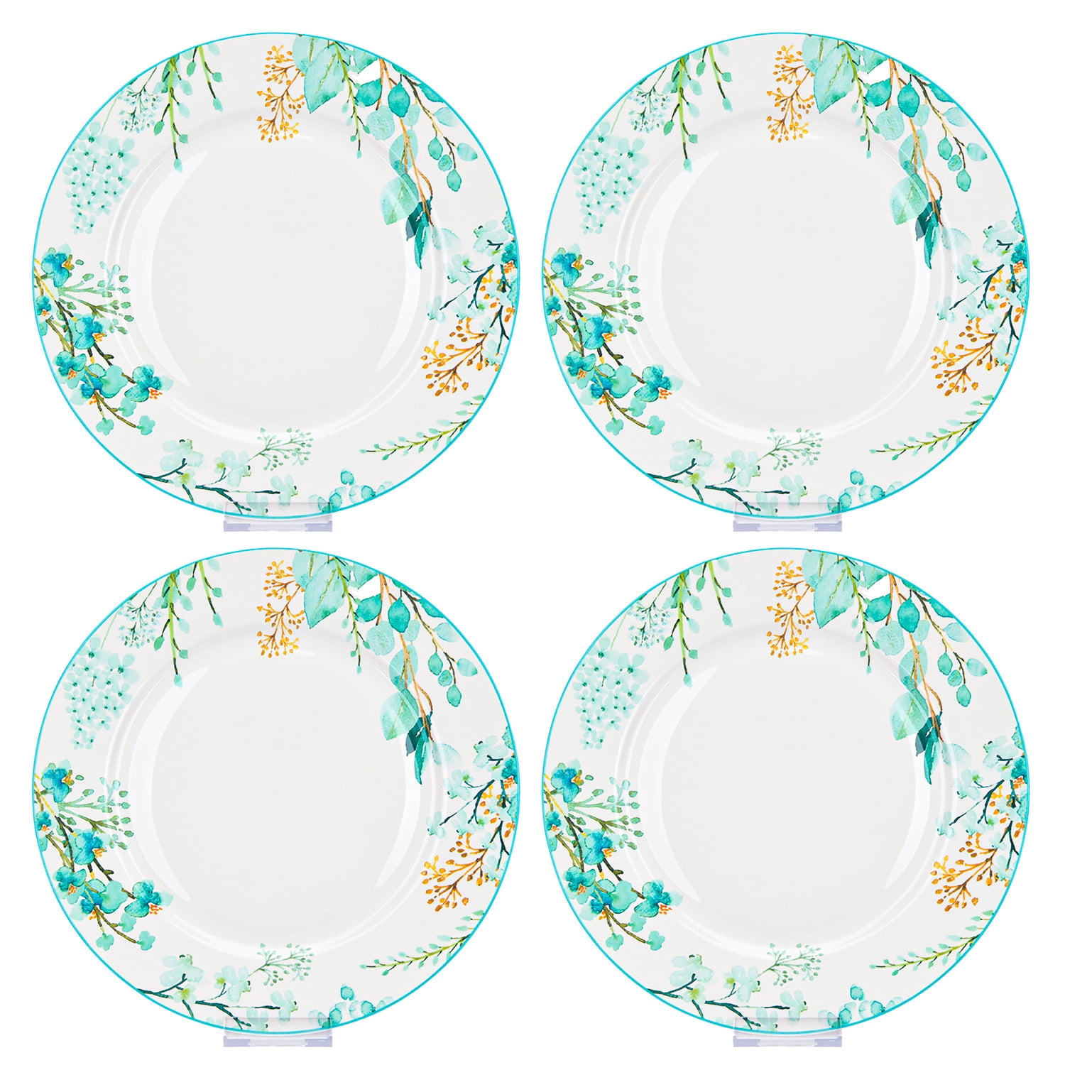 Round Serving Plate Botanical Garden Dinner Plate Set of 4 Appetizer ...