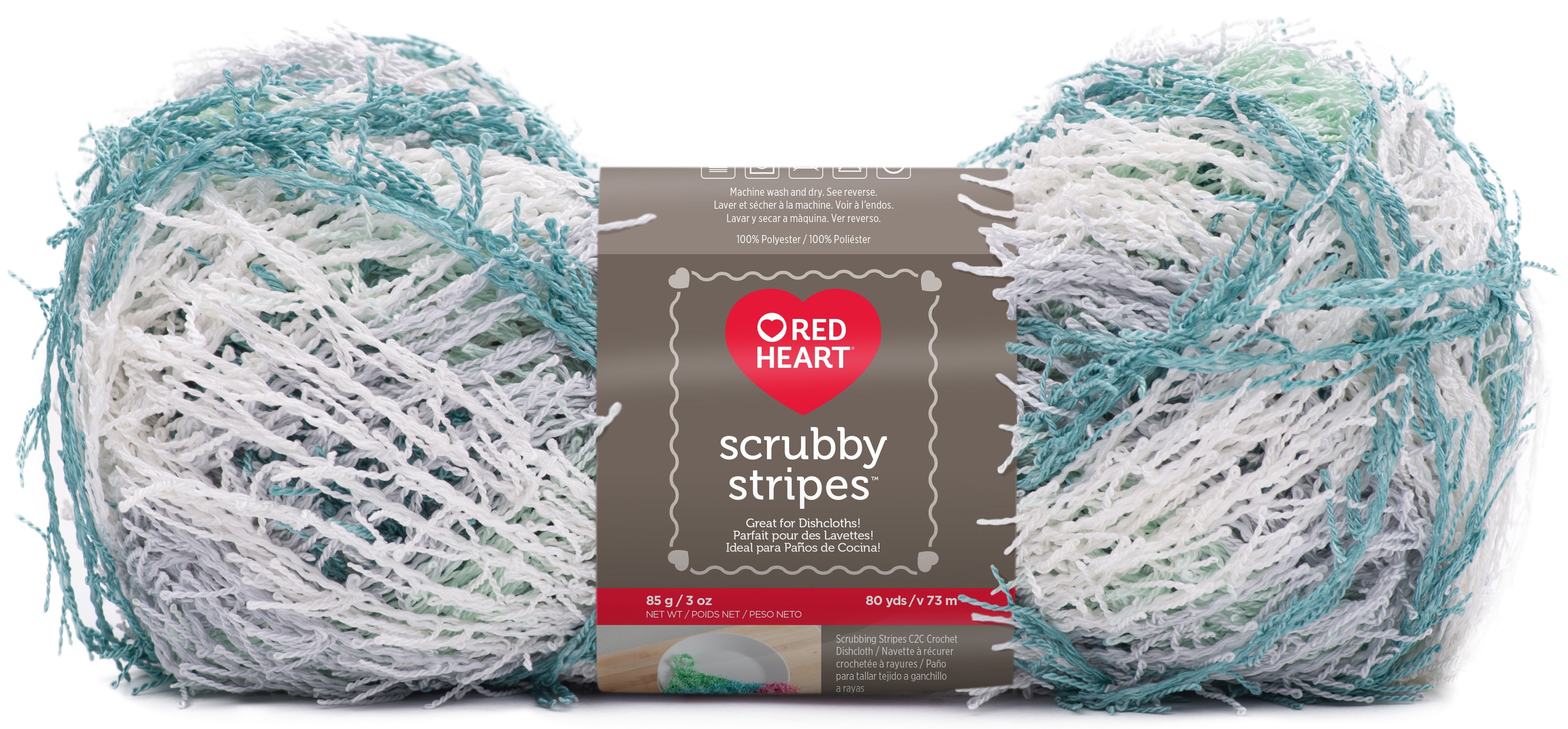 Red Heart Scrubby Stripes Yarn-Cool Mint - Walmart.com