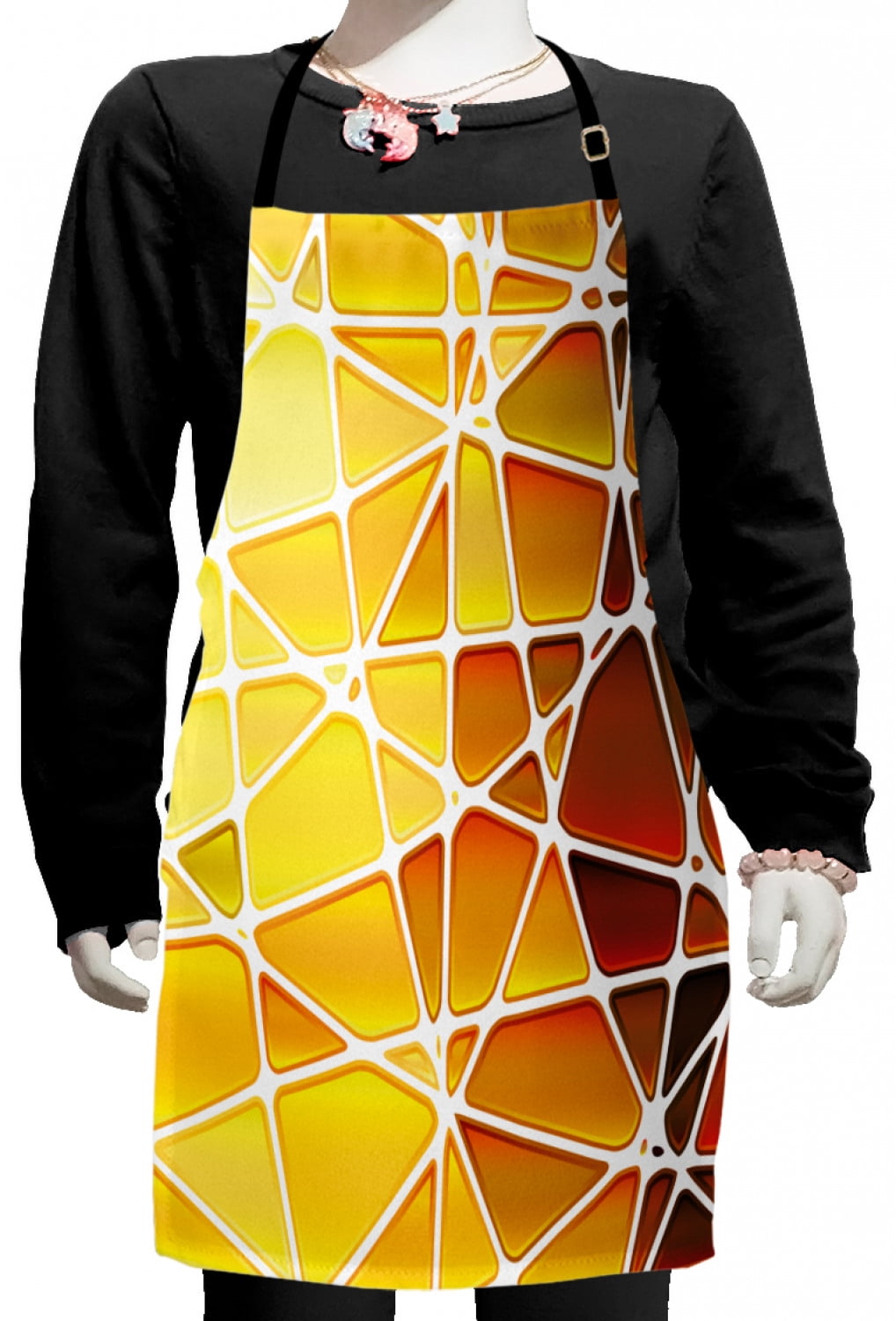 Yellow Kids Apron, Snake Animal Skin Like Design Geomerical Shaped ...