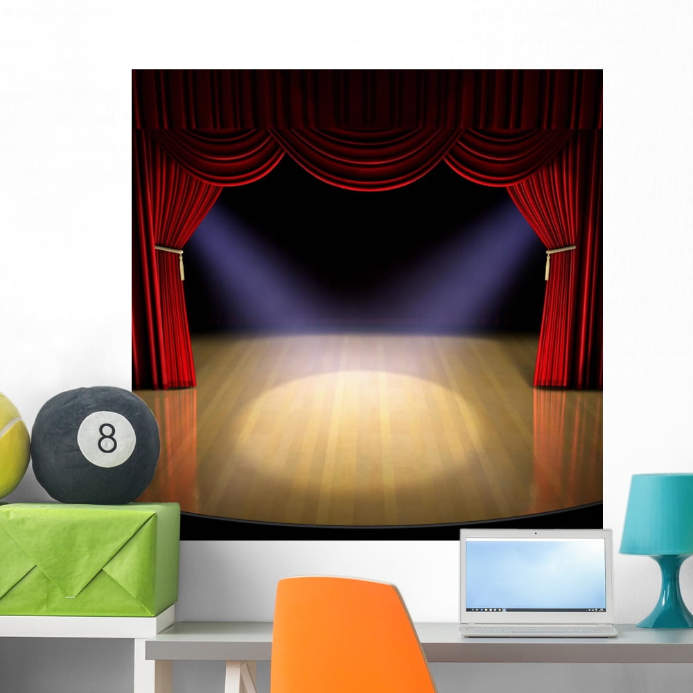 Theatre Stage Red Wall Mural Decal by Wallmonkeys Vinyl Peel and Stick ...