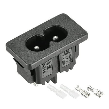 C8 Panel Mount Plug Adapter AC 250V 10A 2 Pins Buckle IEC Inlet Module ...