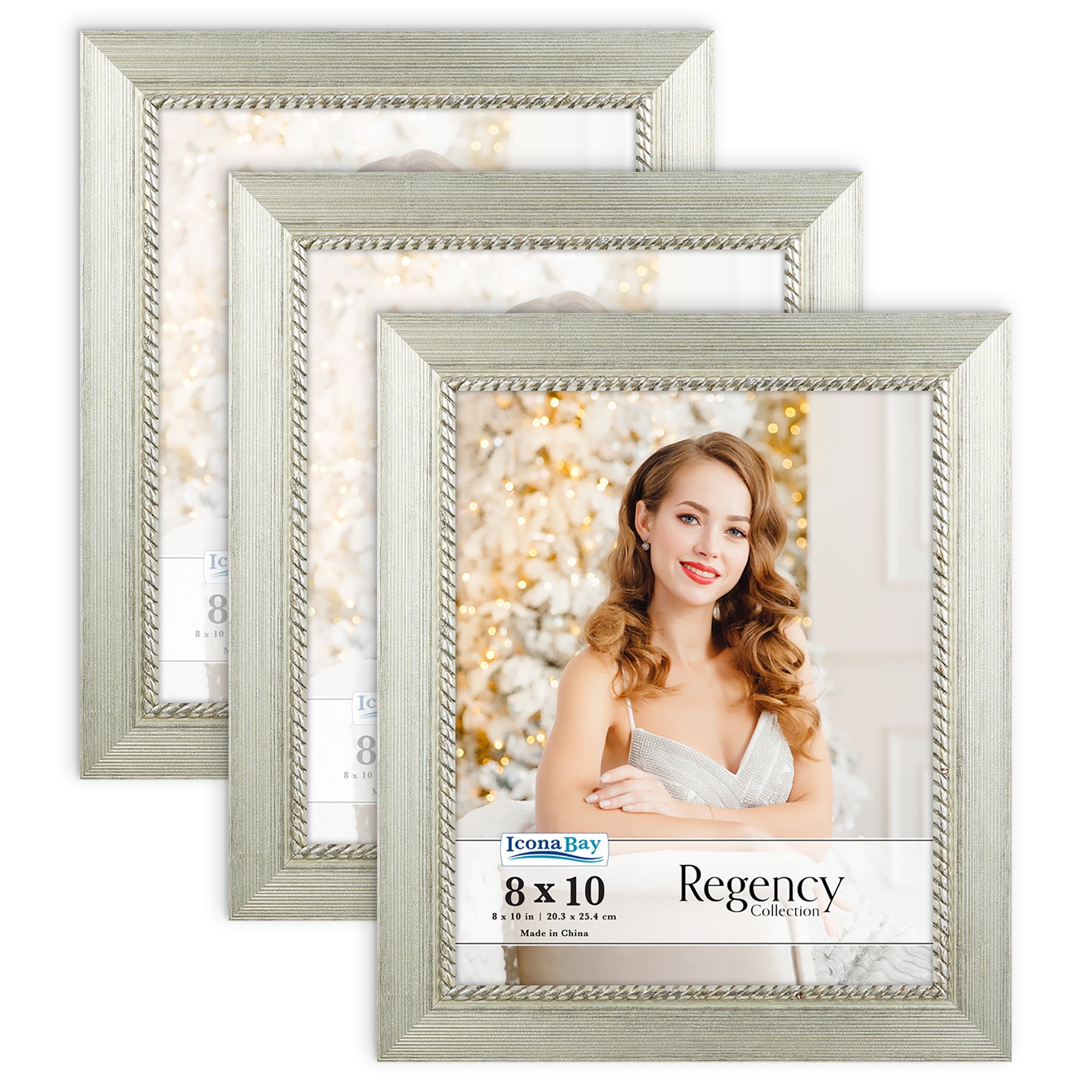 Icona Bay 8x10 Silver Picture Frames, 3 PK, Regency Tabletop Frames ...