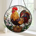 Garden Chicken Floral Scene Window Suncatcher with Stained Glass Look ...
