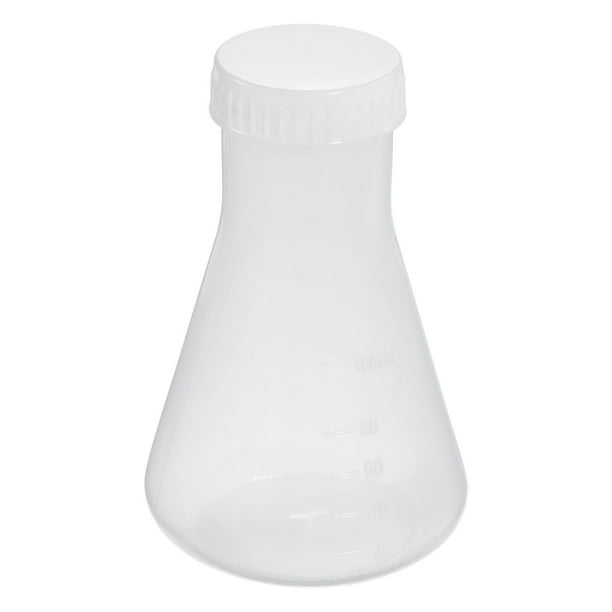 Uxcell 100ml Plastic Erlenmeyer Flask with Screw Caps, 1 Pack Narrow ...