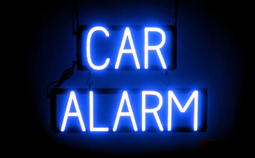 SpellBrite CAR ALARM LED Sign for Business. 21.8" x 15.0" Blue CAR ...