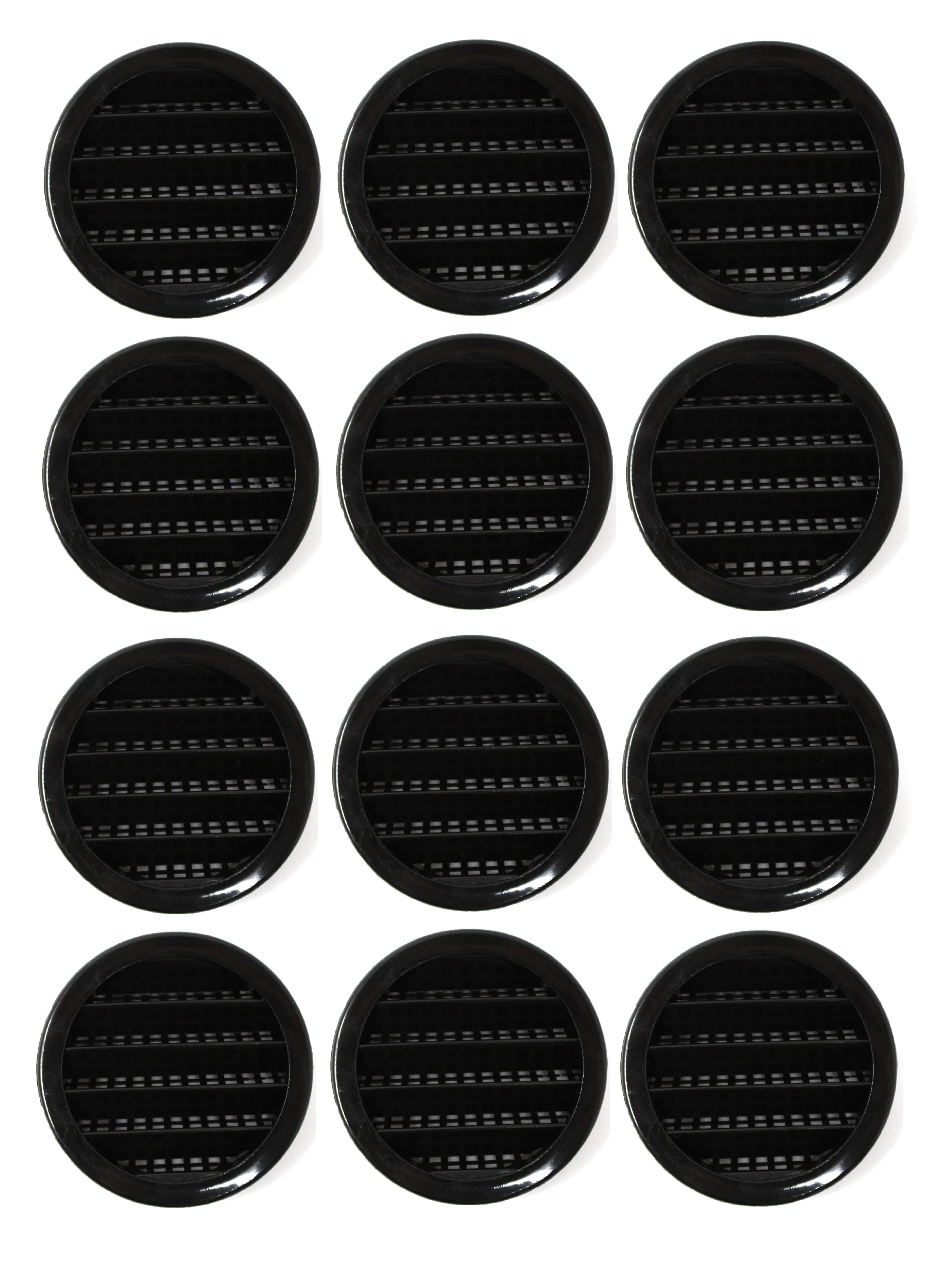 12 Pack 2"Black Round Plastic Louver Soffit Air Vent - Walmart.com