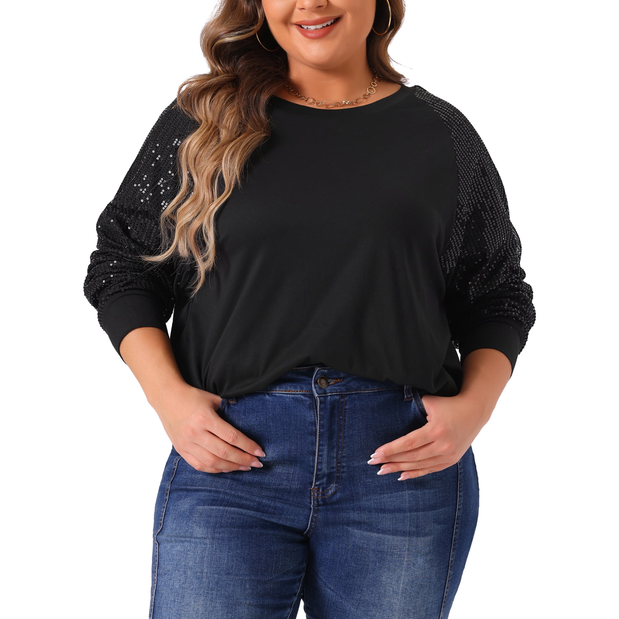 Click here for Grace & Grandeur Plus Size Sparkle Sequin Tops For... prices