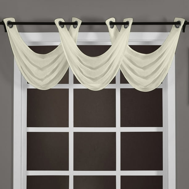 Royal Tradition Modern Grommet Sheer Waterfall Valances, 24" x 24" (2 ...