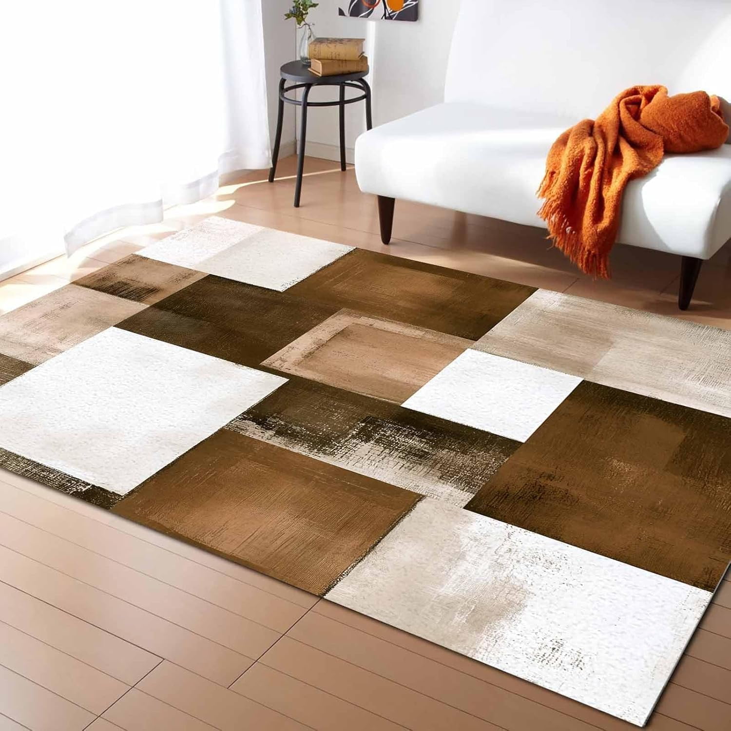 Click here for Rughome Brown Geometric Area Rugs Indoor Non-Slip... prices
