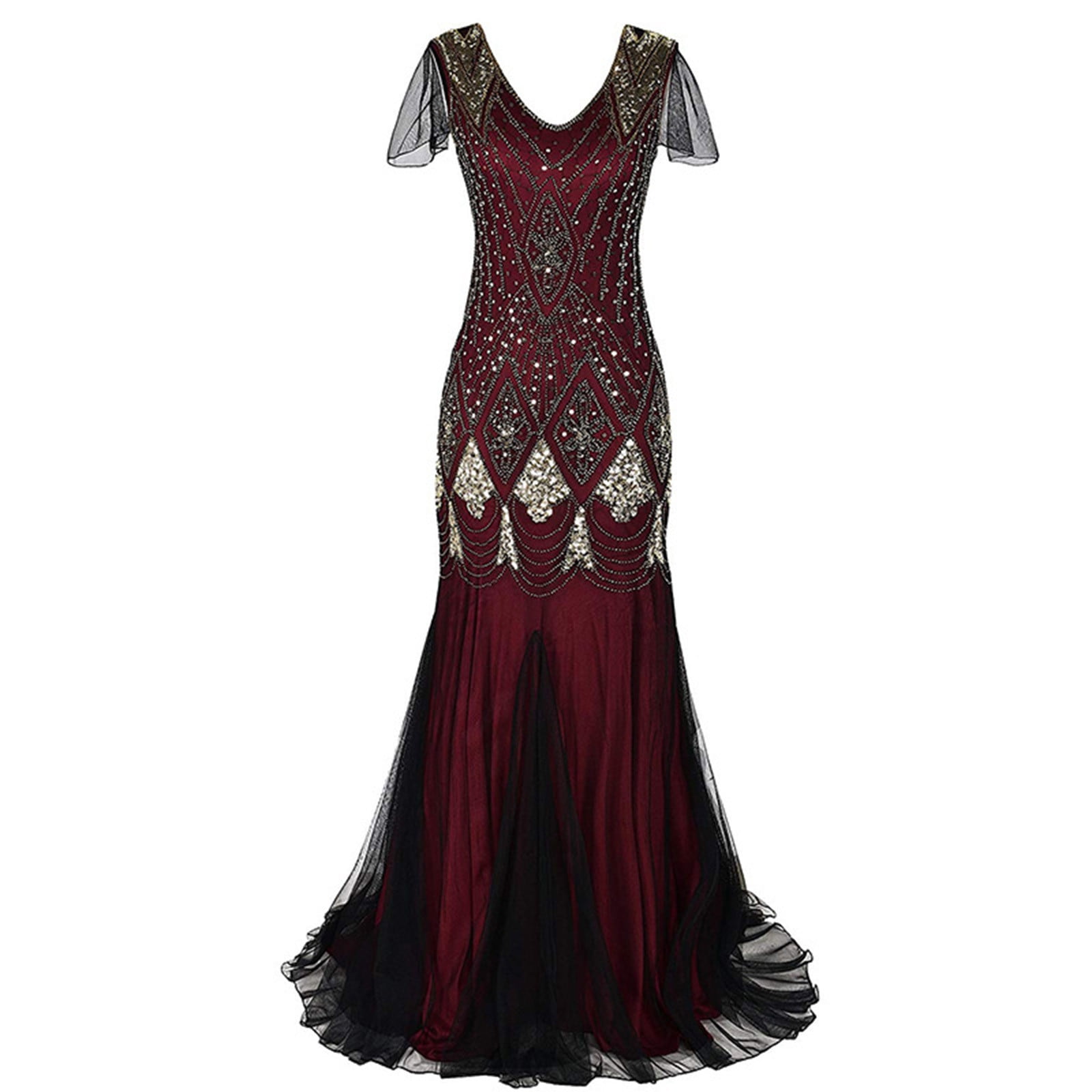 XFLWAM Women Evening Dress 1920s Flapper Cocktail Mermaid Plus Size ...