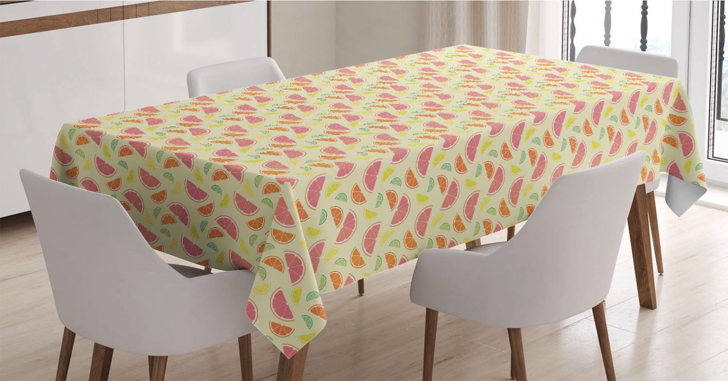 Fruit Tablecloth, Colorful Citrus Pattern with Lime Grapefruit Lemon ...