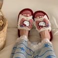 Hello Kitty Plush House Slippers for Women,Red Gingham Checkered ...