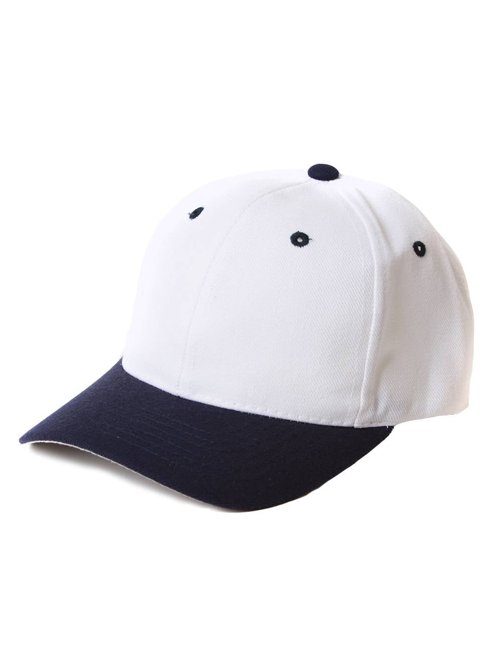 Curve Bill Adjustable Baseball Cap, White/Navy - Walmart.com