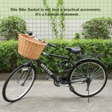 Wicker Front Bike Basket with Faux Leather Straps, Easy Installation ...