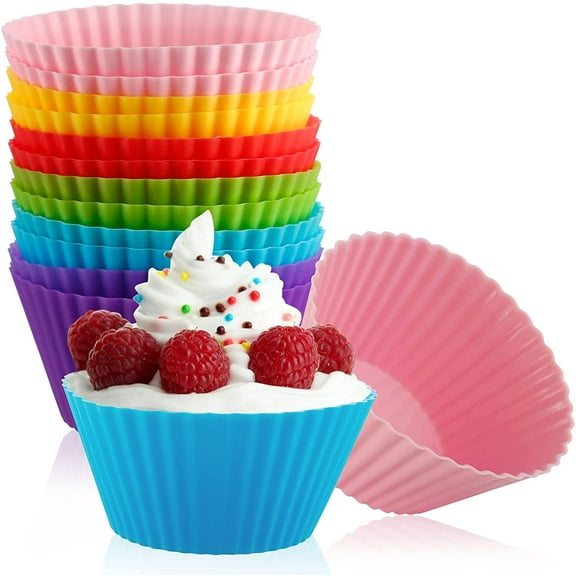 Bakerpan Silicone Baking Cups, Reusable Non-Stick Cupcake Liners, 24 ...