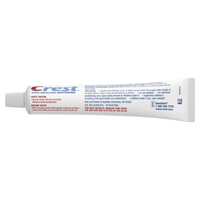 Crest Toothpaste Tube Back